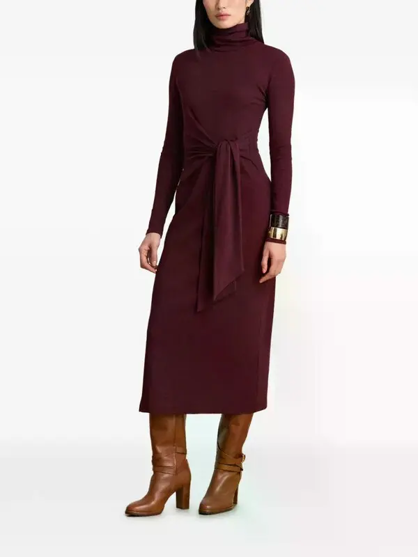 Ralph Lauren Tie-front Turtleneck Dress - Red