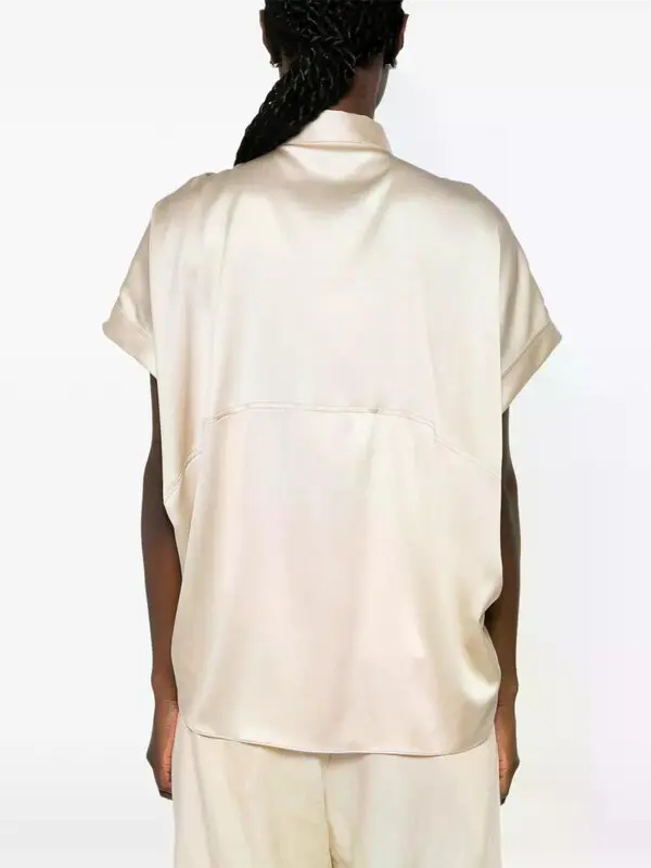 Brunello Cucinelli Sand Beige Monili Detail Short Sleeve Shirt