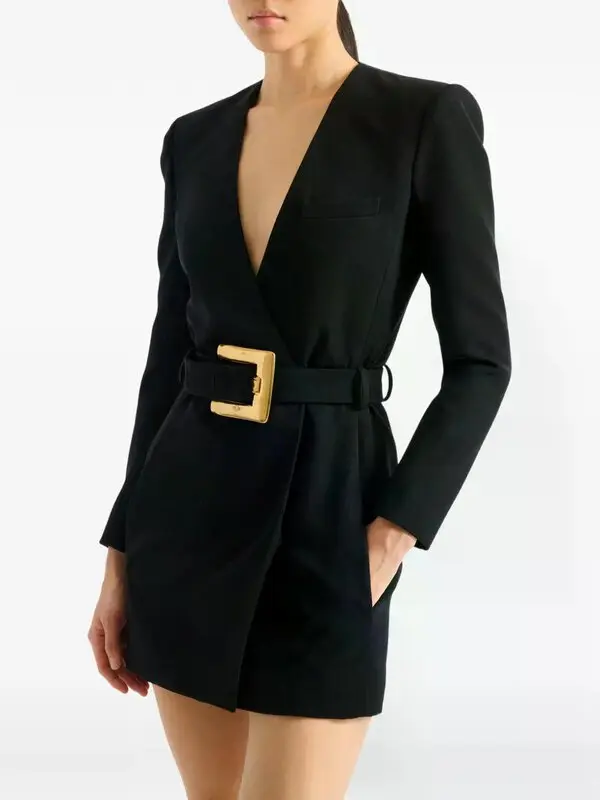 Balmain Short Belted Virgin Wool Dress