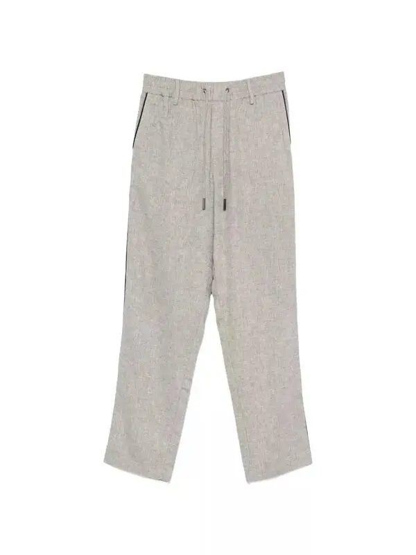 Iceberg Drawstring Side-stripe Linen Trousers