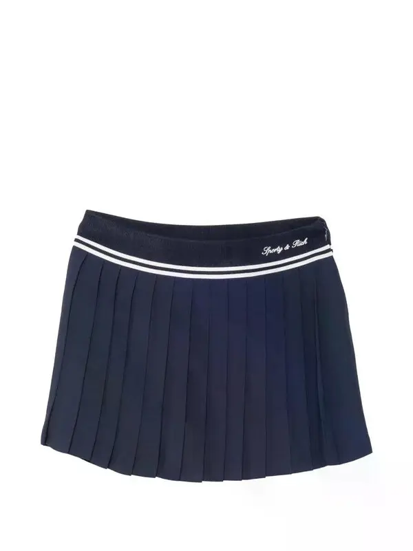 SPORTY & RICH Pleated Performance Skirt With Logo Embroidery - Blue