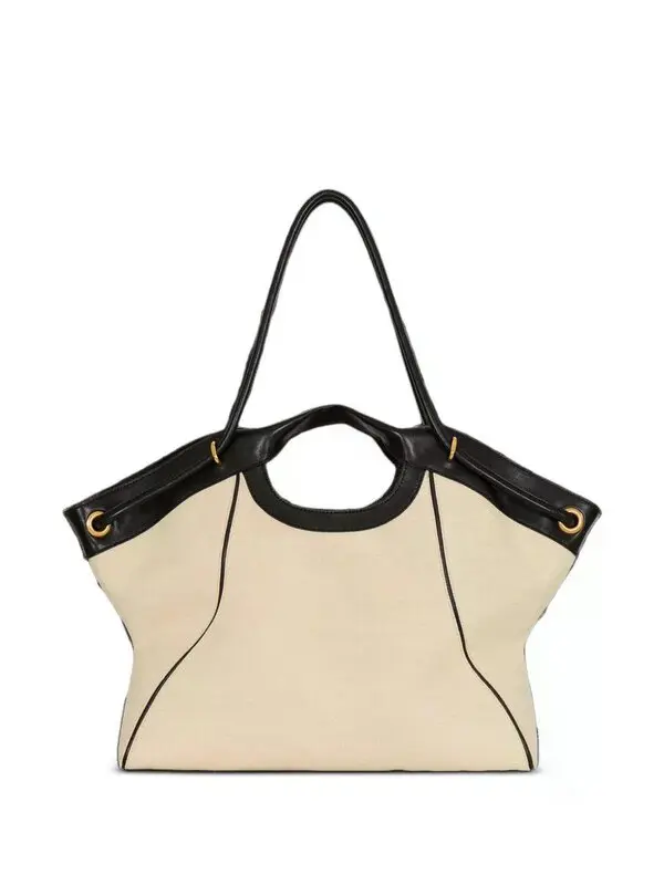 Balmain Large Leather And Canvas Tote Bag