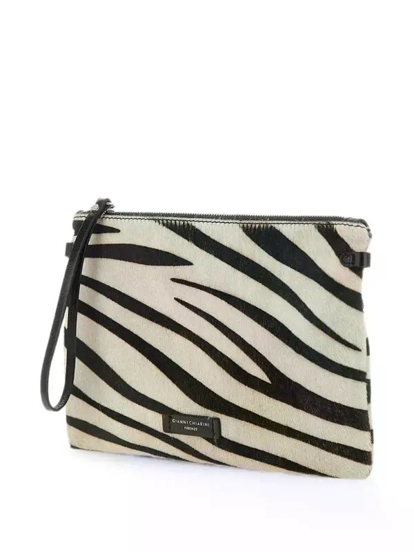 GIANNI CHIARINI Hermy Zebra-print Clutch Bag