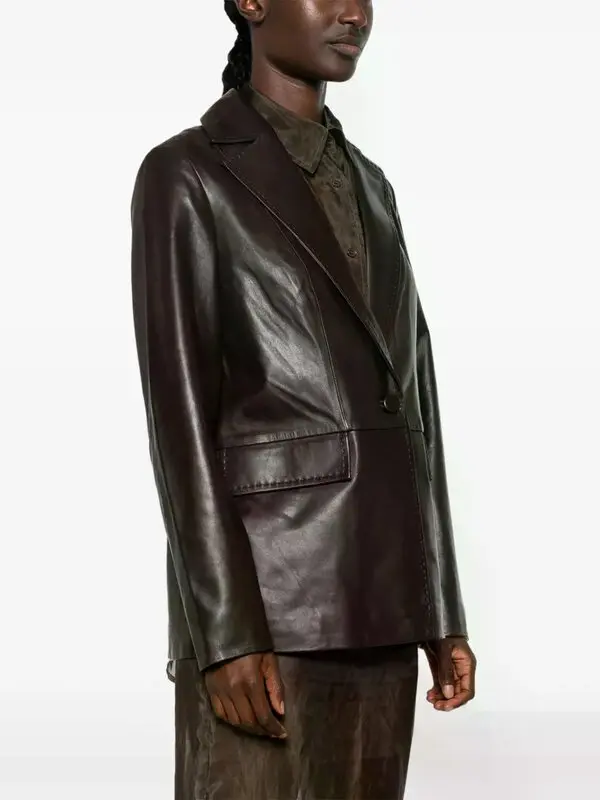 ADRIANNA FERETTI Leather Notched Lapel Jacket