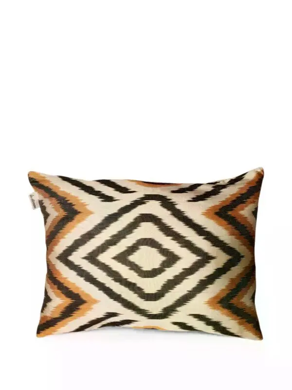 LES-OTTOMANS Ikat-pattern Cushion - Neutrals