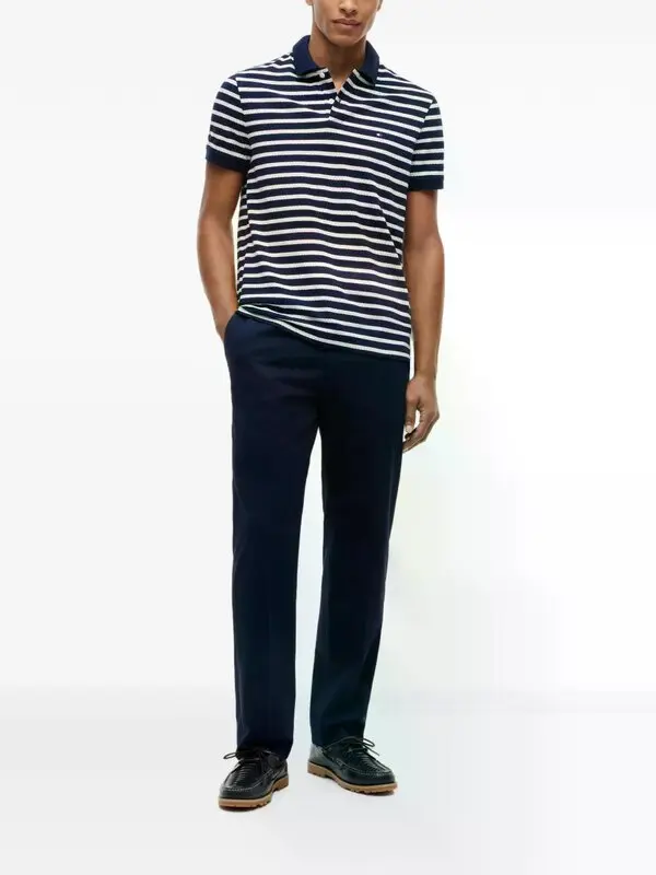 Tommy Hilfiger Striped-print Logo-embroidered Polo Shirt
