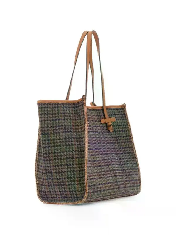 MARCELLA CLUB Houndstooth Tote Bag - Green