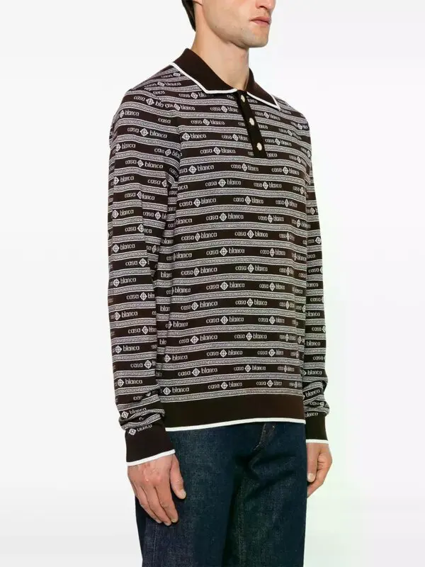Casablanca Logo-jacquard Long-sleeve Polo Shirt