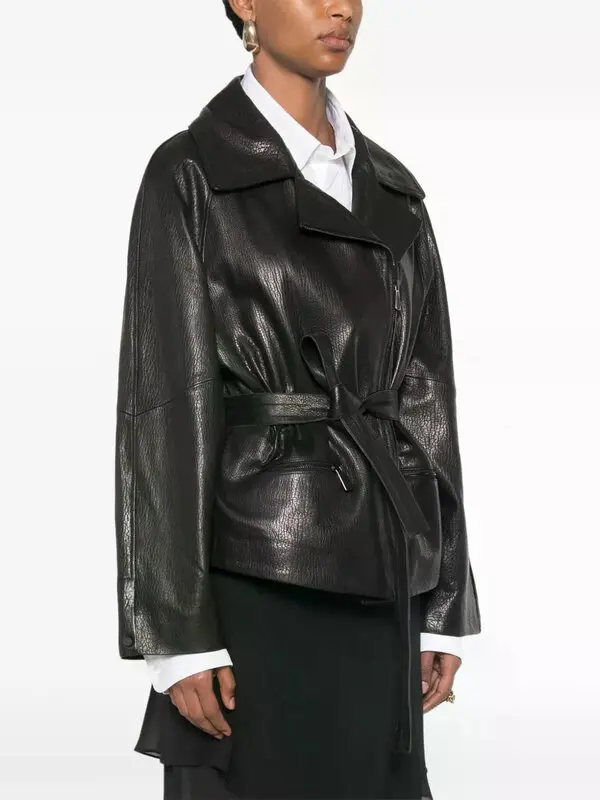 ADRIANNA FERETTI Belted Leather Jacket