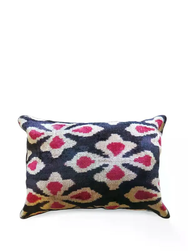 LES-OTTOMANS Ikat-print Cushion - Blue