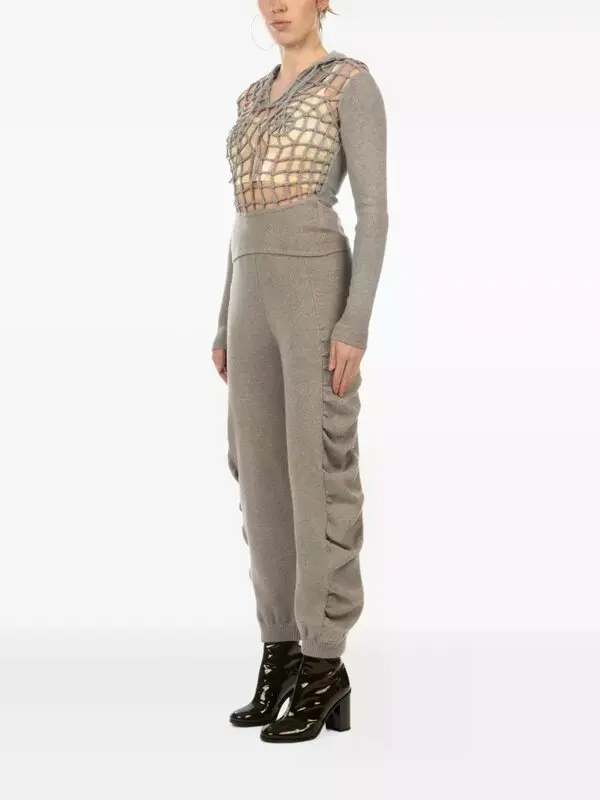 ISA BOULDER Long-sleeve Hoodie With Open-knit Floral Motif