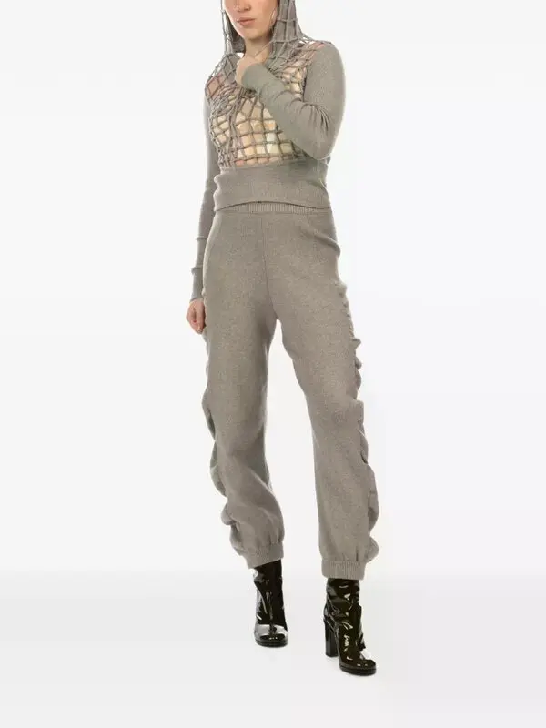 ISA BOULDER Long-sleeve Hoodie With Open-knit Floral Motif