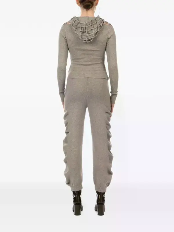ISA BOULDER Long-sleeve Hoodie With Open-knit Floral Motif