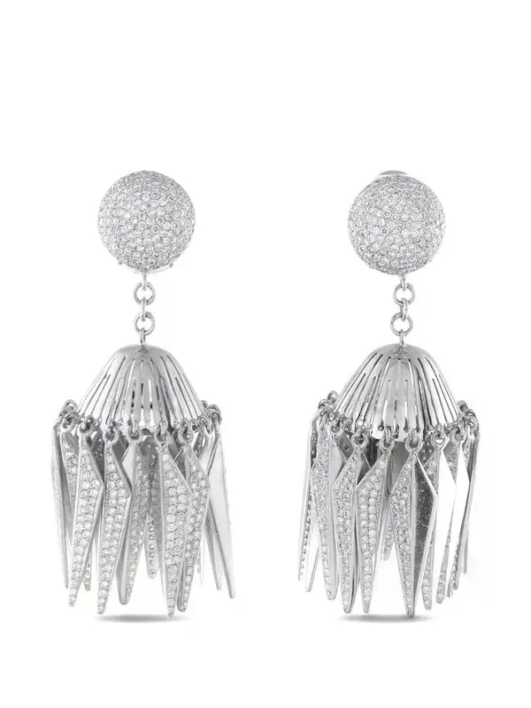 NEIL LANE Dangle Diamond Earrings In Platinum - Silver