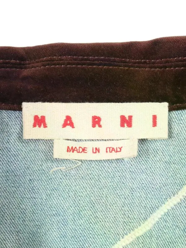 Marni 2010s Floral Appliqué Contrast Collar Denim Jacket