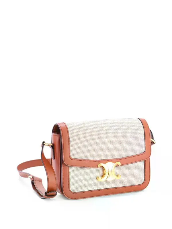 Celine Triomphe Shoulder Bag In Canvas And Leather - Brown