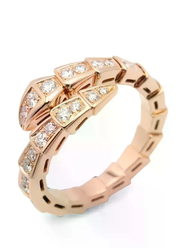 BVLGARI Serpenti Viper Ring In 18k Rose Gold With Diamonds