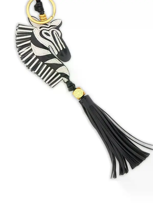 GIANNI CHIARINI Zebra-charm Tassel Keyring - Black