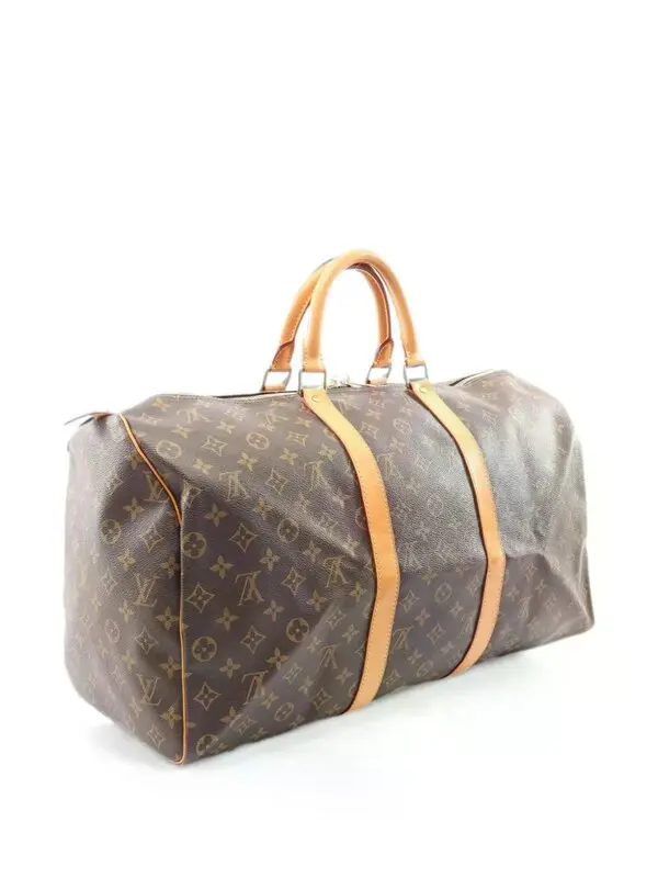 LOUIS VUITTON Monogram Canvas Keepall Boston Luggage Bag - Brown