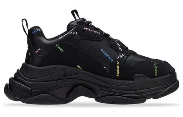 Balenciaga Triple S Allover Logo Sneakers - Black