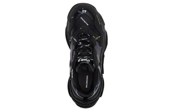 Balenciaga Triple S Allover Logo Sneakers - Black