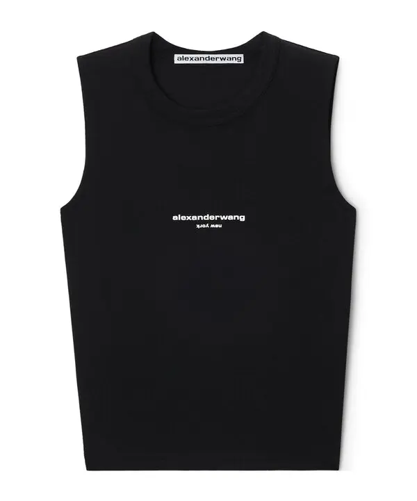 Alexander Wang Logo Fitted Tank Top - Black