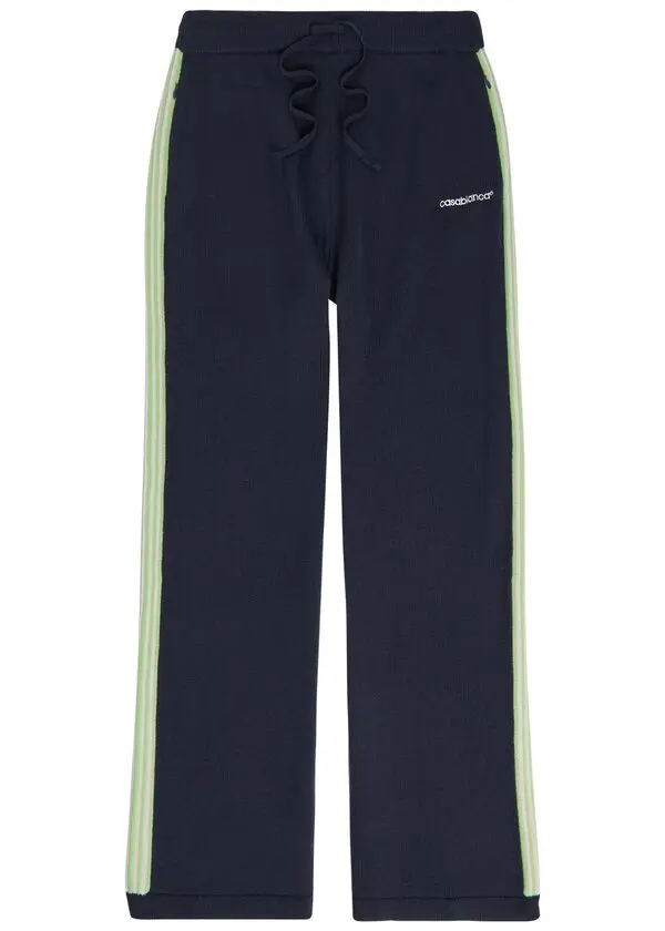 Casablanca Logo-embroidered Merino Wool Track Trousers - Navy
