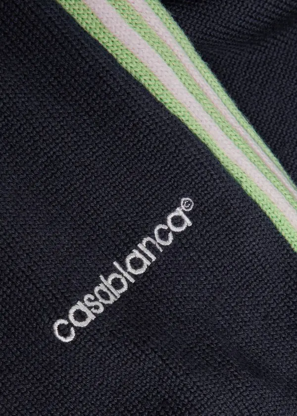 Casablanca Logo-embroidered Merino Wool Track Trousers - Navy