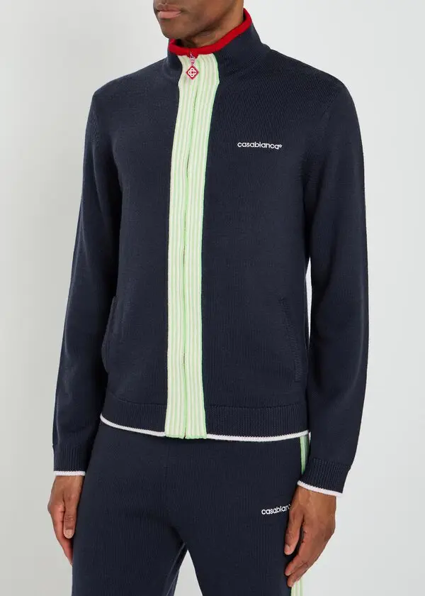 Casablanca Logo Embroidered Fine-knit Wool Track Jacket