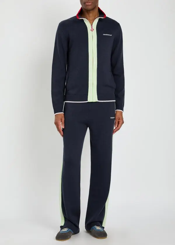 Casablanca Logo Embroidered Fine-knit Wool Track Jacket