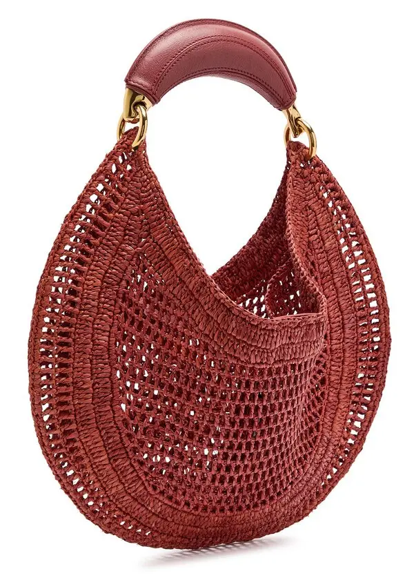 Chloé Summer Banana Logo Raffia Shoulder Bag