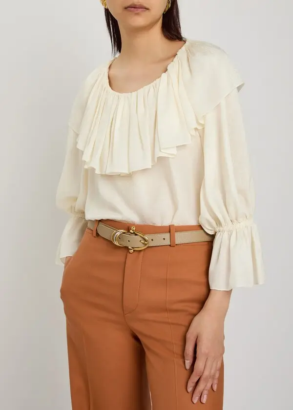 Chloé Leather Belt With Two-tone Ring Embellishments - Light Brown