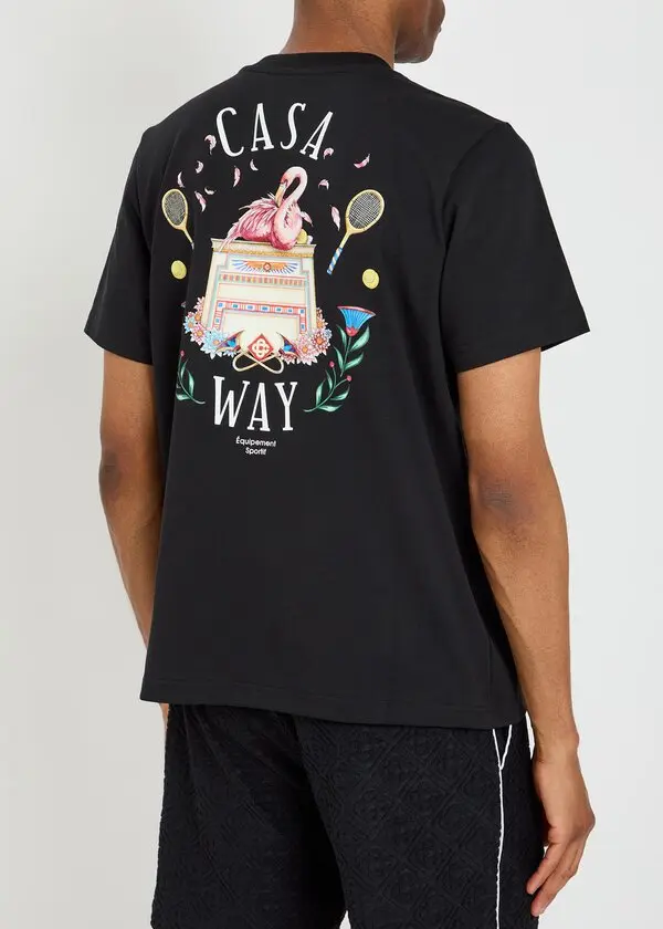 Casablanca Casaway Printed Cotton T-shirt - Black