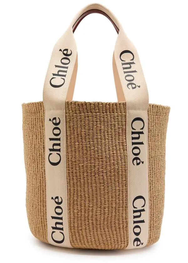 Chloé Woody Large Logo-print Raffia Basket Bag - Natural