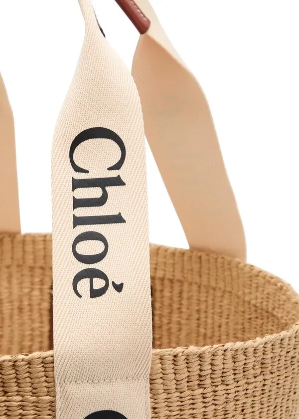 Chloé Woody Large Logo-print Raffia Basket Bag