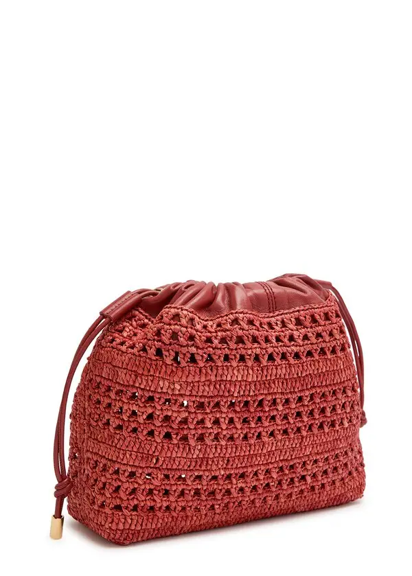 Chloé Raffia And Leather Pouch - Red