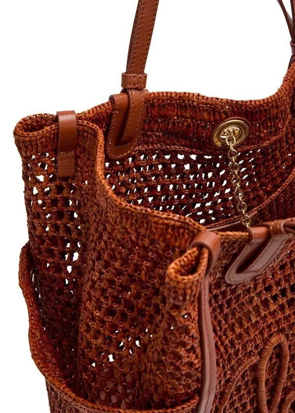 Chloé Iconic Logo Raffia Tote Bag - Brown