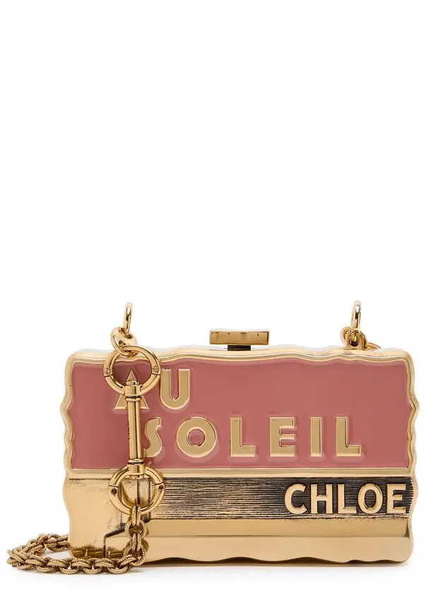 Chloé Soleil Minaudière Postcard Brass Clutch - Gold