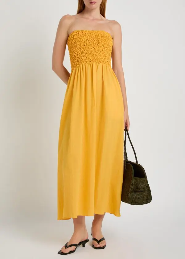 faithfull the brand orange dress Faithfull The Brand Biarritz Singlet Silk Maxi Dress