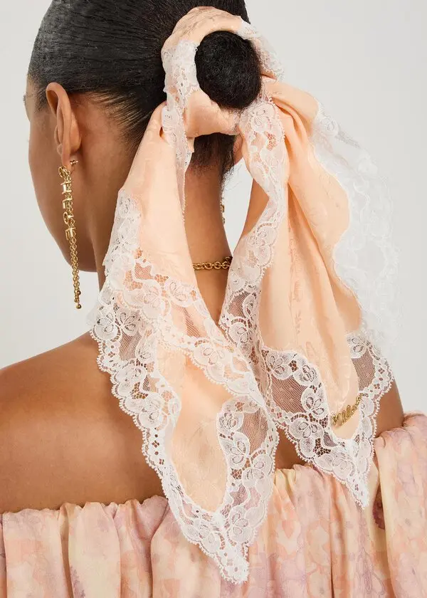 Chloé Romantic Lace-trimmed Silk-jacquard Scarf
