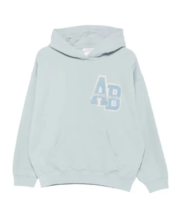 ANINE BING Logo Patch Hoodie - Washedlightblue