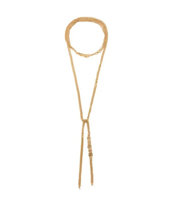 Chloé Brass Belt-embellished Logo Charm Drop Necklace - Gold