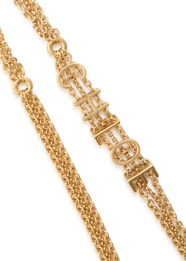 Chloé Brass Belt-embellished Logo Charm Drop Necklace