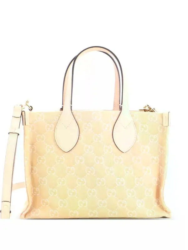 Gucci Ophidia Gg Denim Medium Tote Bag - Neutrals