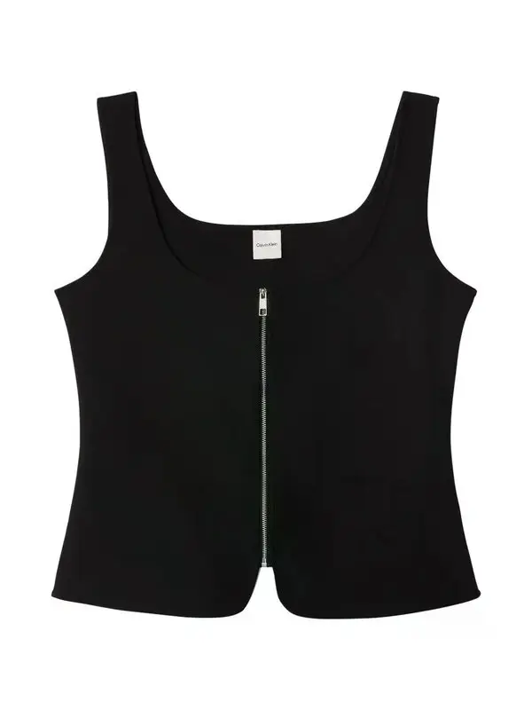 Calvin Klein Sleeveless Zip-up Top - Black