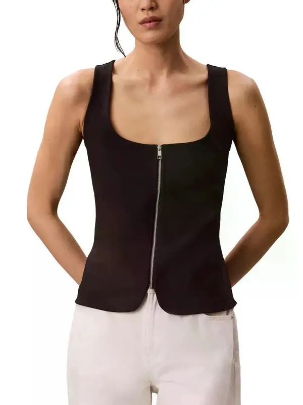 Calvin Klein Sleeveless Zip-up Top
