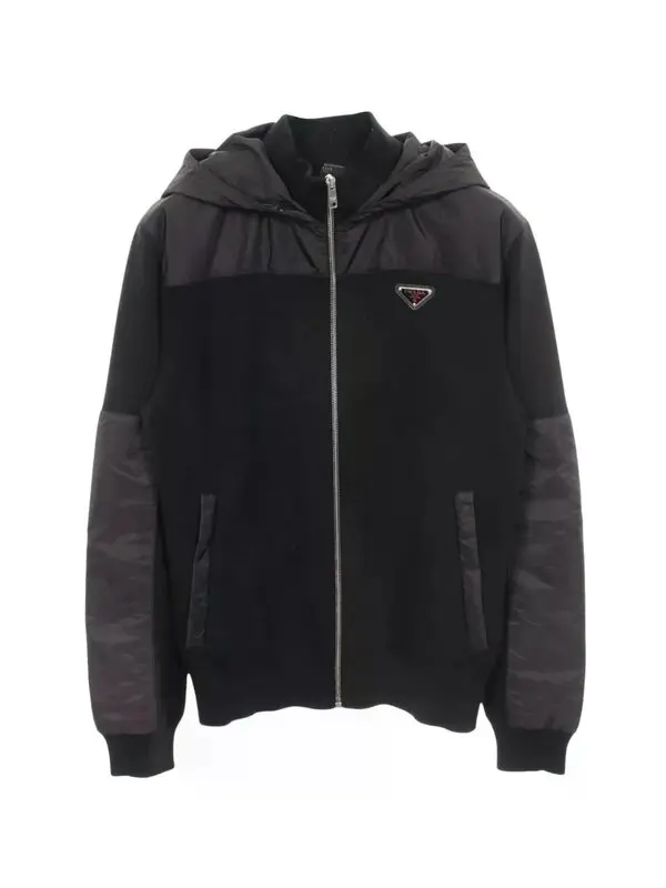 Prada Logo Detail Hoodie - Black