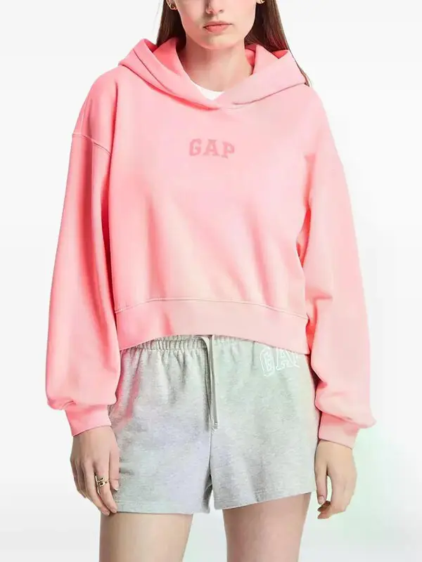 Gap Logo Print Cropped Hoodie - Pink