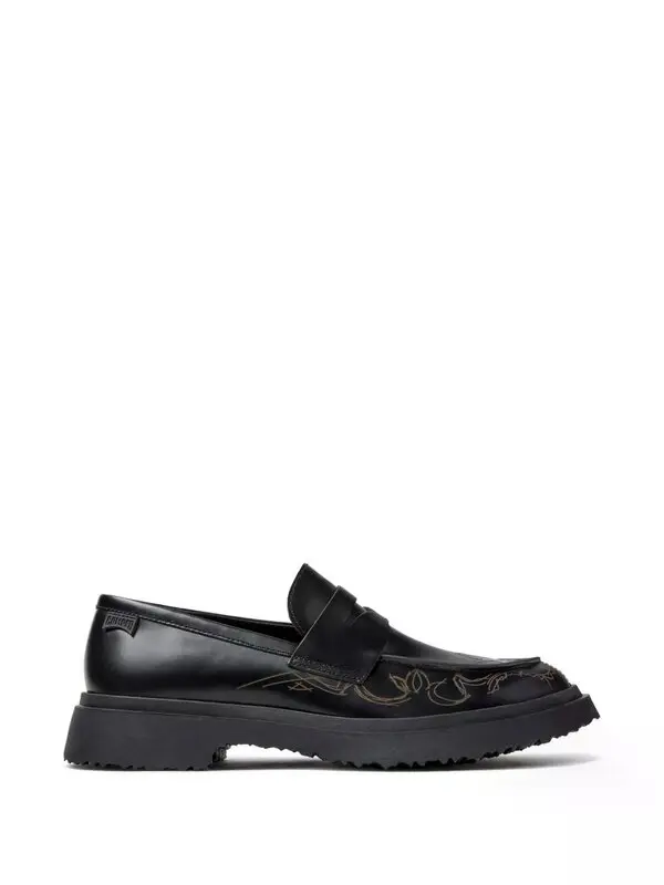 Camper Walden Embroidered Leather Loafers - Black