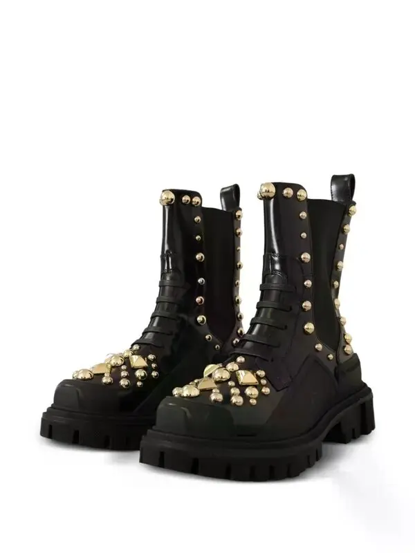 Dolce & Gabbana Studded Leather Combat Boots